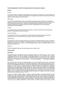 Facilities management in the NHS: overlapping authority and demarcation ...