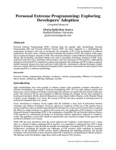 Personal Extreme Programming: Exploring Developers' Adoption ...