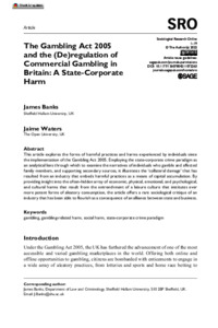 The Gambling Act 2005 and the (de)regulation of commercial gambling in ...