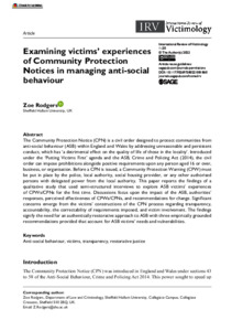 Examining victims' experiences of community protection notices in ...
