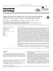 Triggers for acute flare in adults with, or at risk of, knee ...