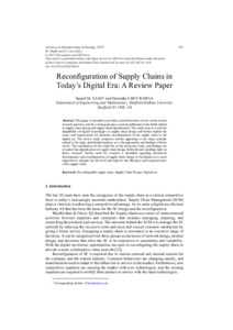 Reconfiguration of supply chains in today’s digital era: a review paper ...