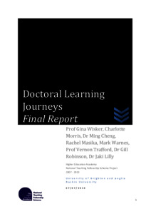 Doctoral Learning Journeys. Final Report. - Sheffield Hallam University Research Archive