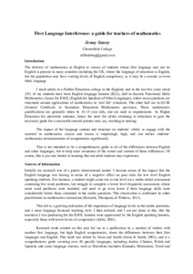 First language interference: a guide for teachers of mathematics ...