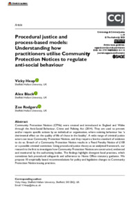 Procedural justice and process-based models: understanding how ...