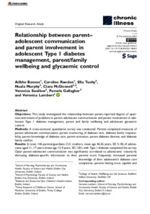 Relationship between parent-adolescent communication and parent involvement in adolescent Type 1 ...