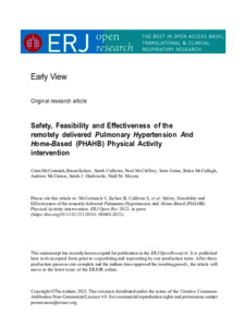 Safety, Feasibility and Effectiveness of the remotely delivered Pulmonary Hypertension And Home ...