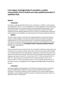 Is the Calgary-Cambridge Model of consultation a suitable communication ...