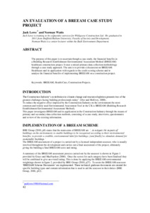 An evaluation of a Breeam case study project - Sheffield Hallam University Research Archive